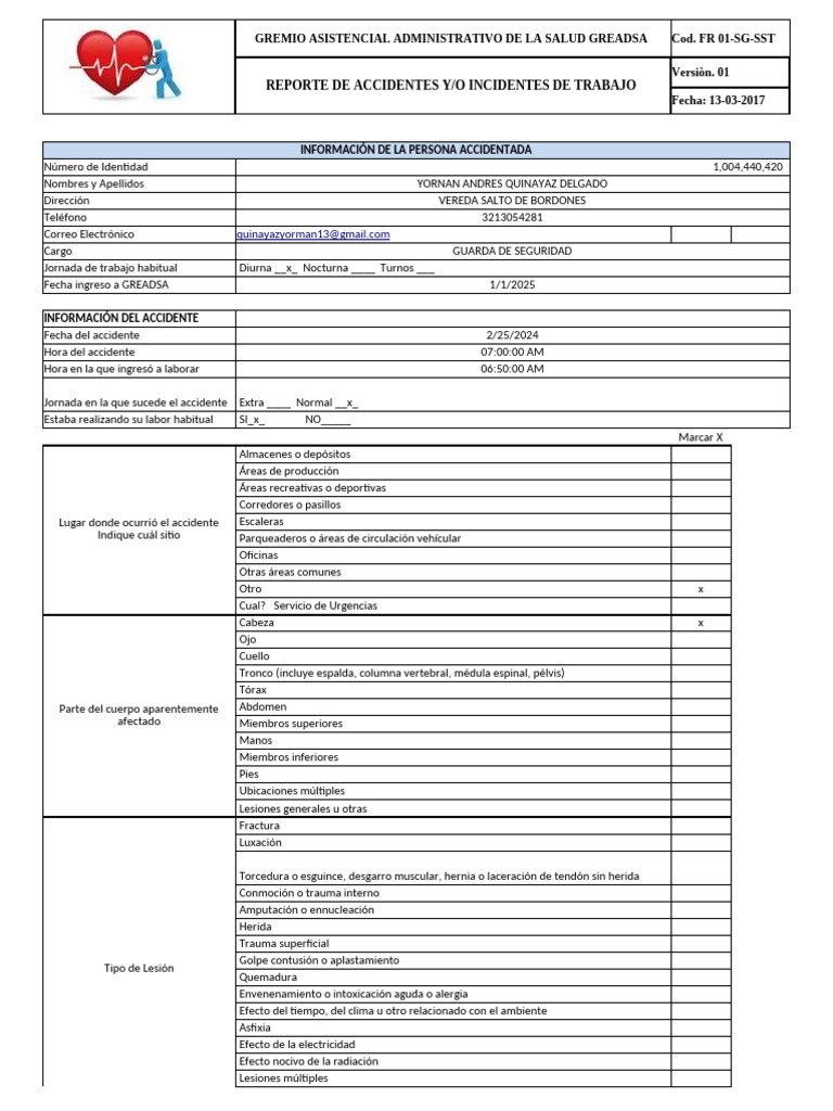 Reporte Yorman Andres Quinayaz | PDF | Enfermedades y trastornos | Especialidades Medicas