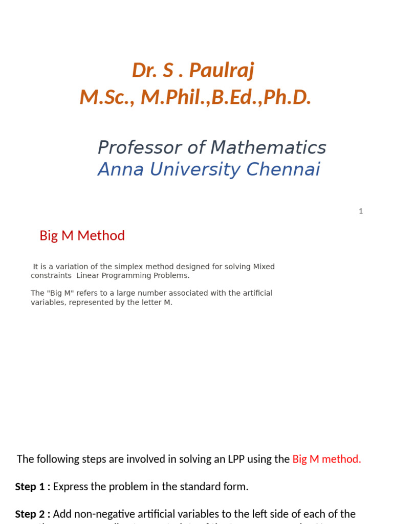 Big M Method | PDF | Mathematical Optimization | Systems Analysis