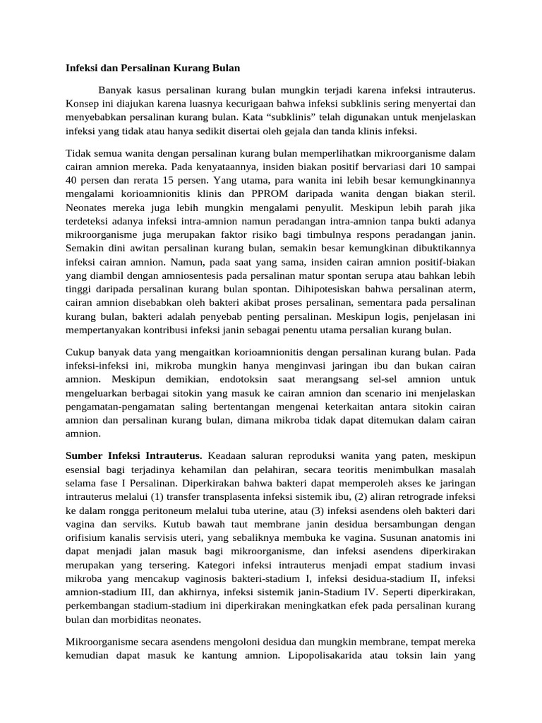 infeksi persalinan prematur | PDF