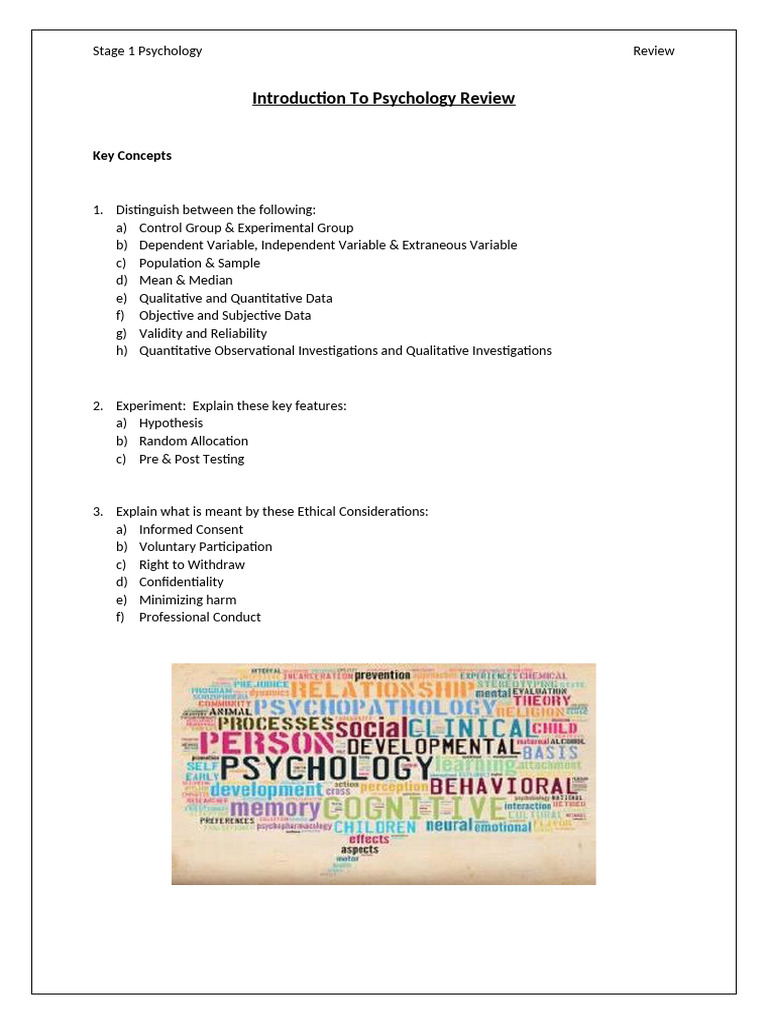 Introduction To Psychology Review | PDF