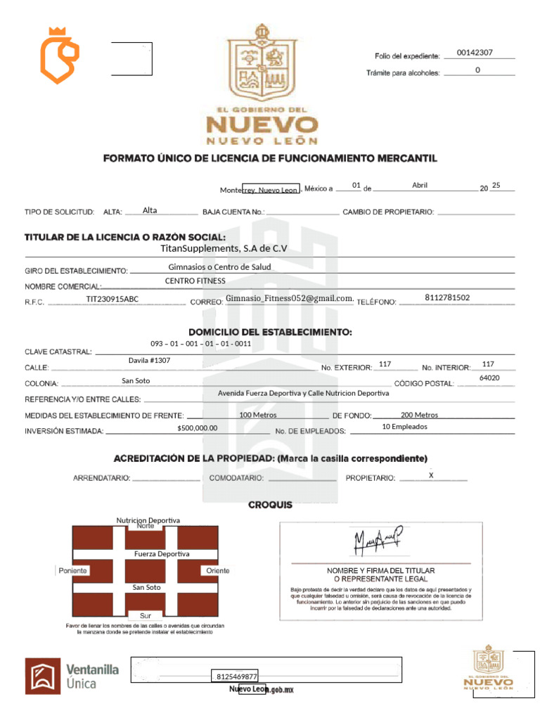 Formato Unico Licencia Funcionamiento Mercantil | PDF