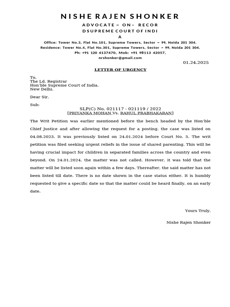 Urgency Letter | PDF