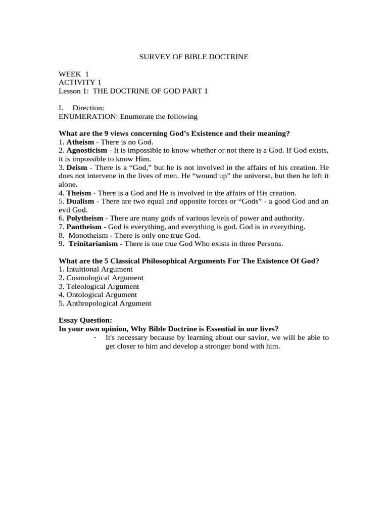 Understanding God's Existence and Doctrine | PDF | God | Existence Of God