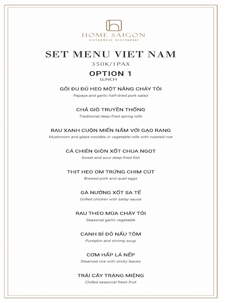Saigon 2 Restaurant Set Menu Options | PDF | Vietnamese Cuisine | Food ...