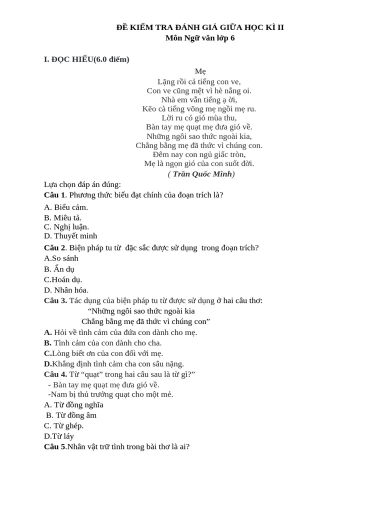 De Kiem Tra Giua HK2 Van 6 CTST | PDF