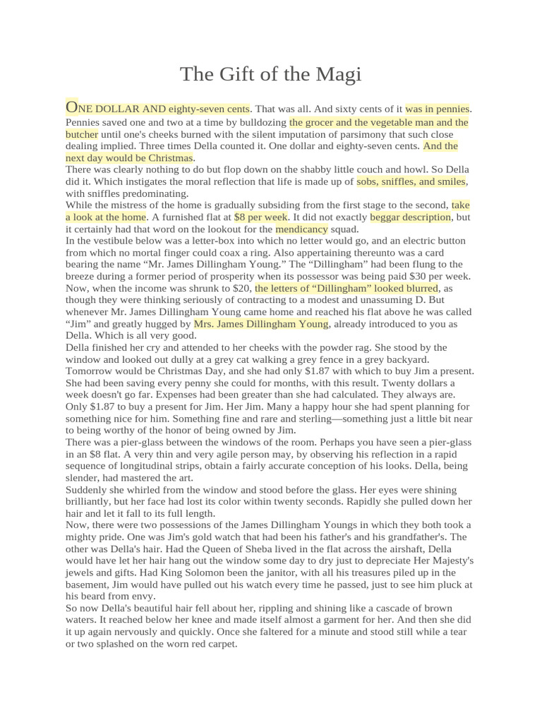 The Gift of the Magi: A Christmas Tale | PDF | Biblical Magi