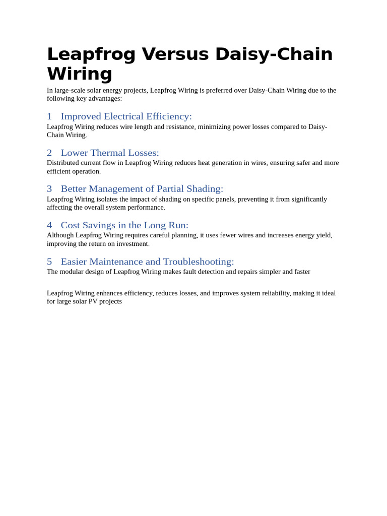 Leapfrog Versus Daisy-Chain PV Modules Wiring | PDF