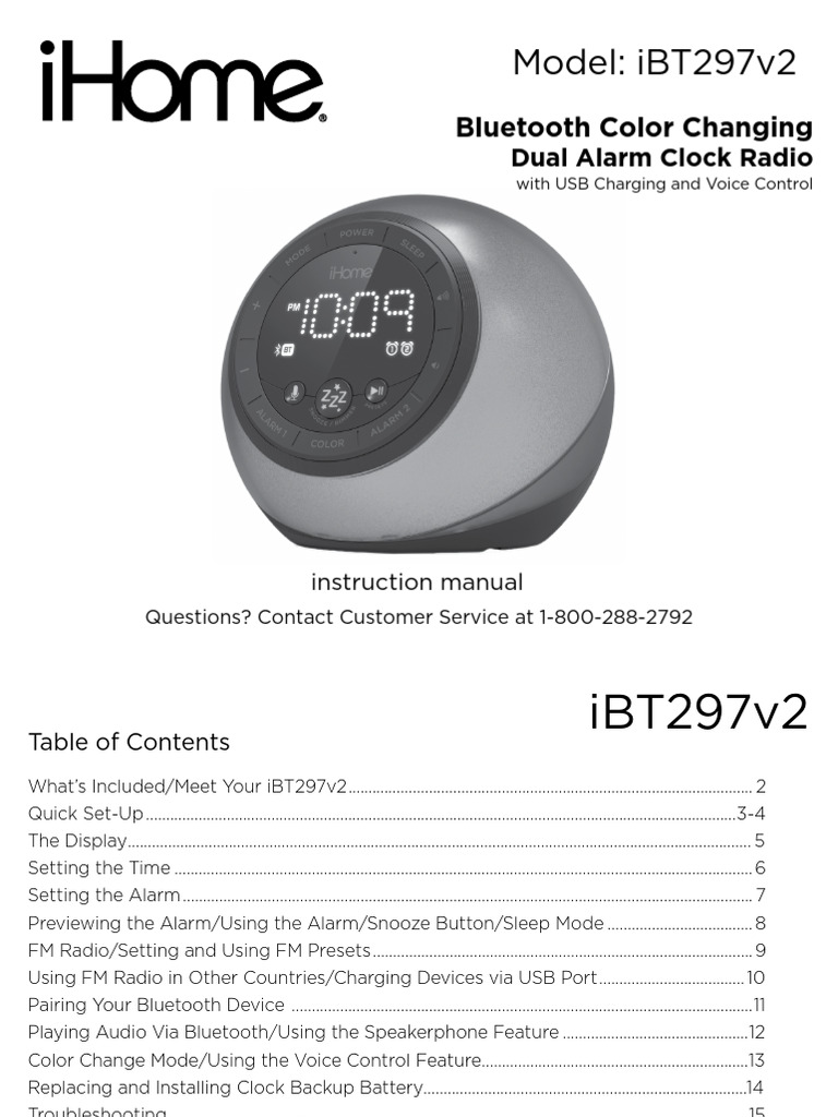 Setting Time on iHome iBT297v2 | PDF | Electromagnetic Interference ...