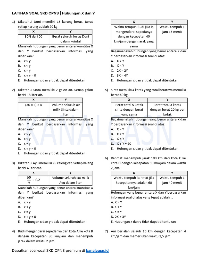 Soal Hubungan X dan Y SKD CPNS | PDF