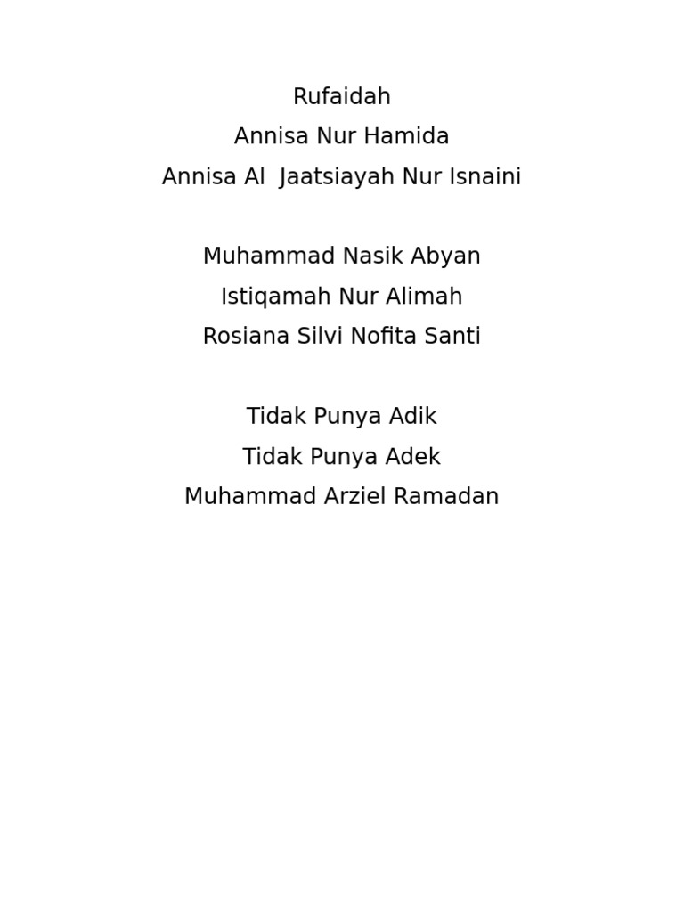 Ekskom 1 Nama Rufaidah Annisa Nur Hamida Annisa Al Jatsiayah N I | PDF