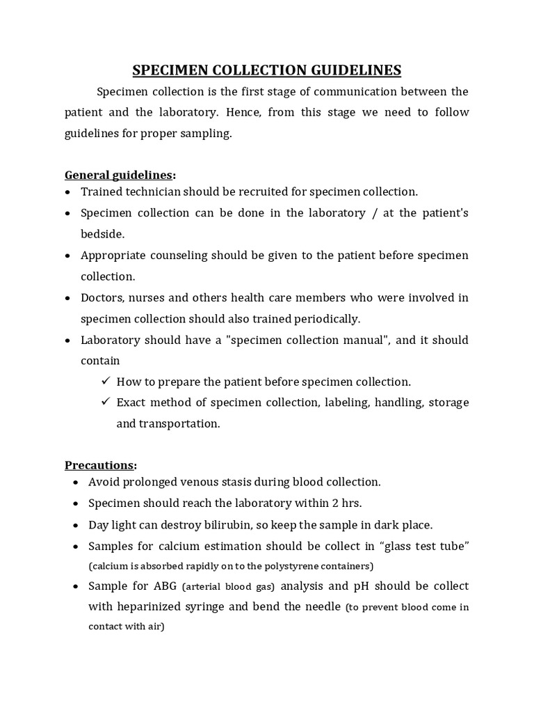 11. Specimen Collection Guidelines | PDF