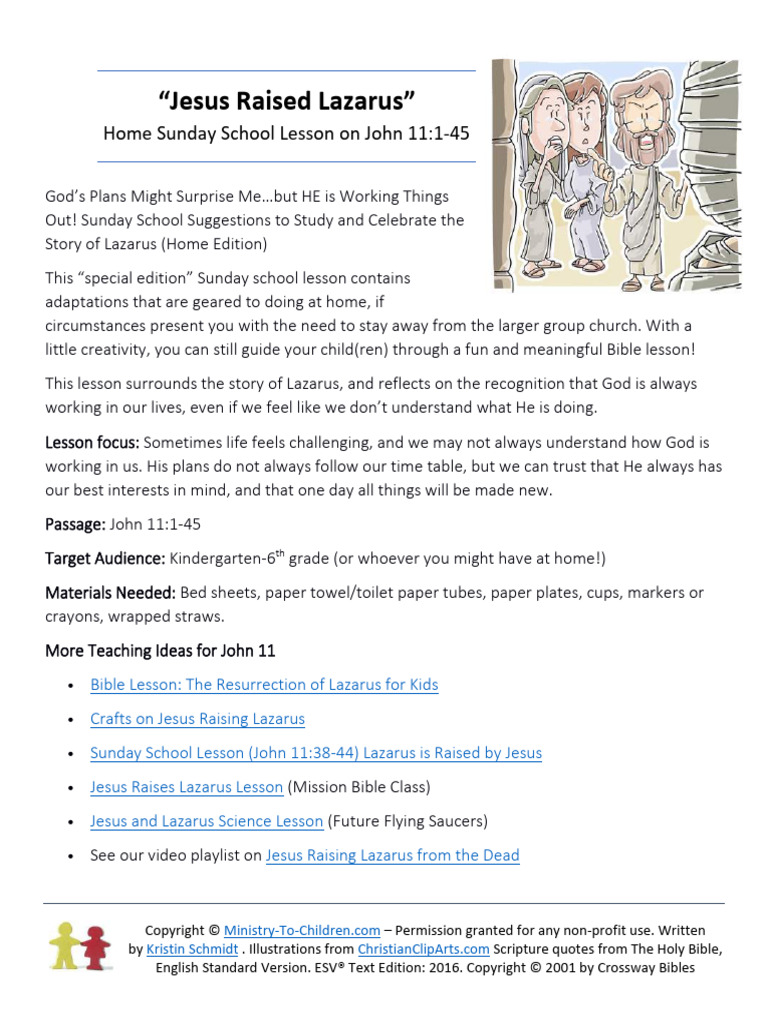 Sunday School Lesson Jesus Raises Lazarus From The Dead Merged ...