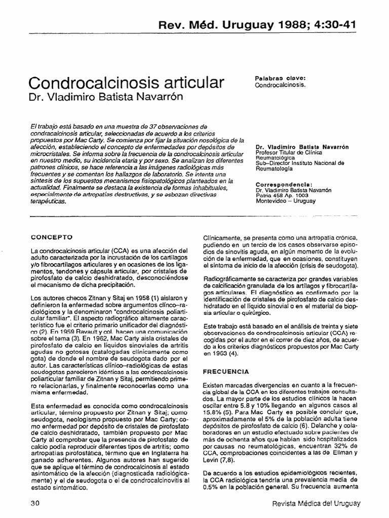 Condrocalcinosis Articular: Diagnóstico y Frecuencia | PDF | Cartílago ...