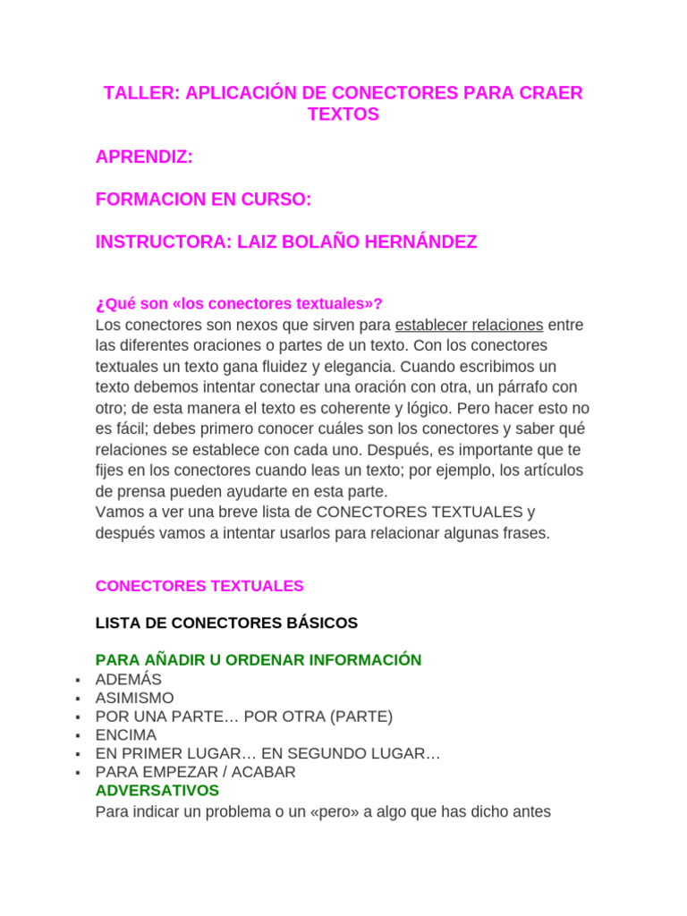 Taller de Conectores | PDF