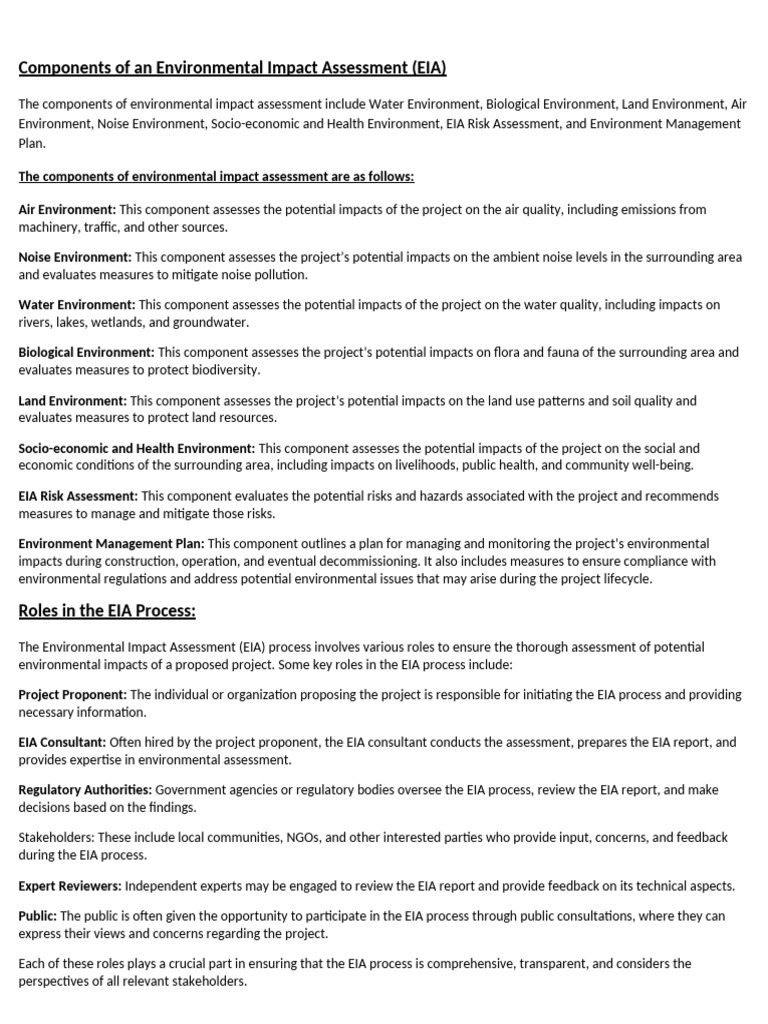 Key Components of Environmental Impact Assessment | PDF | Environmental ...