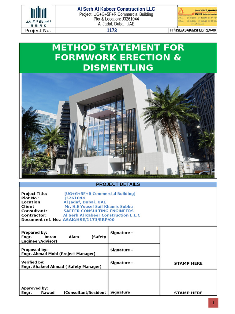 1173-Method Statement For Formwork Erection and Dismantling | PDF ...