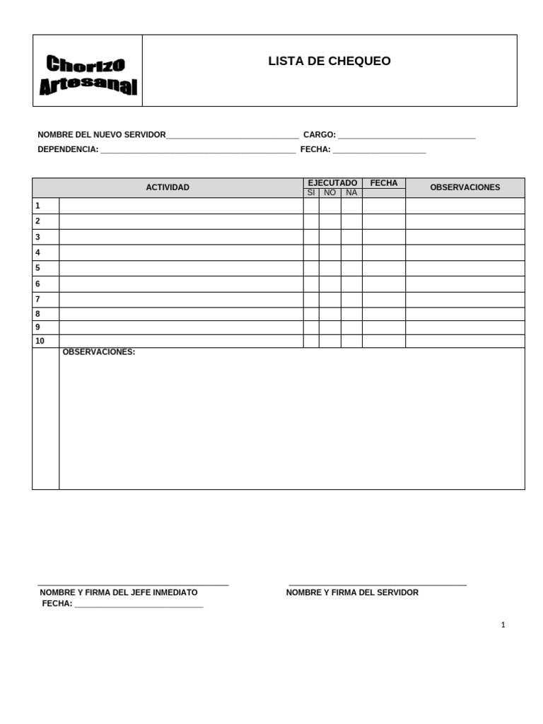 Lista de Chequeo | PDF