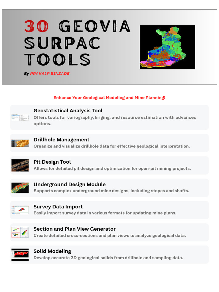 30 Geovia Surpac Tools by Prakalp Binzade | PDF | Mining | Geology