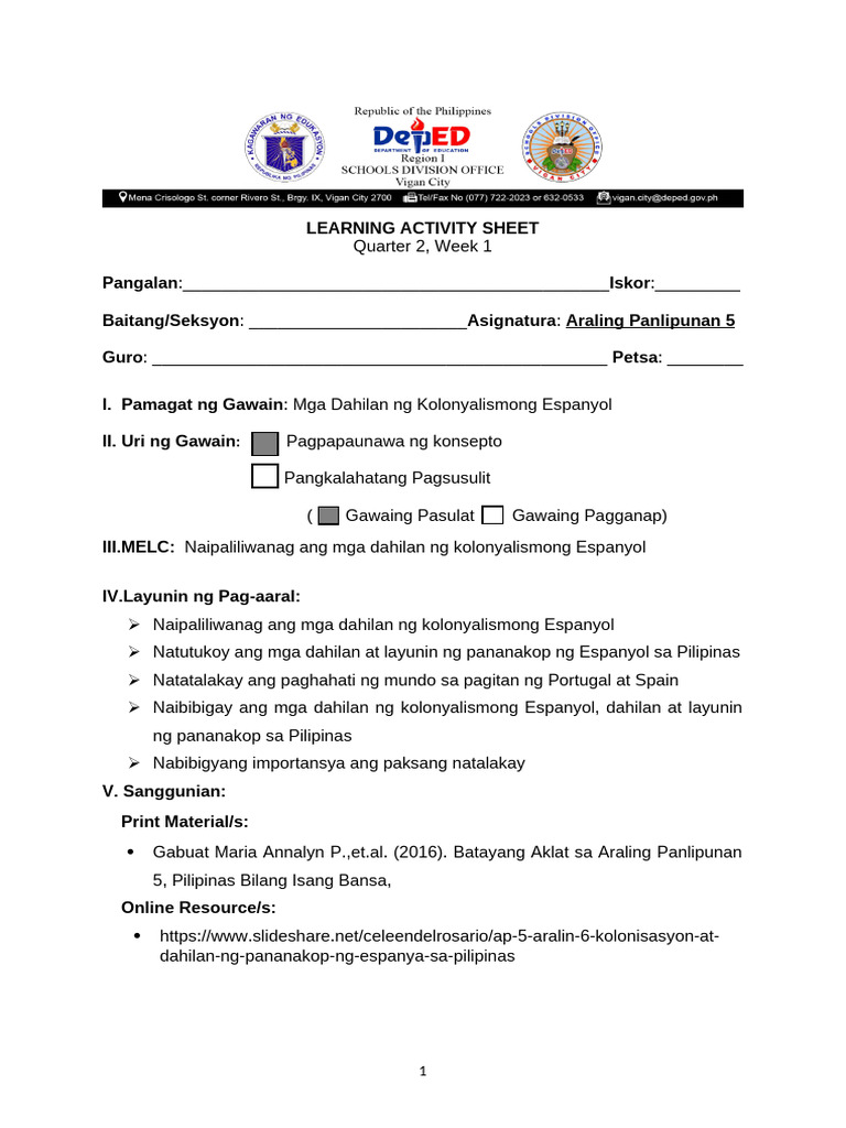 AP5-Q2-LAS-Week 1-CN | PDF