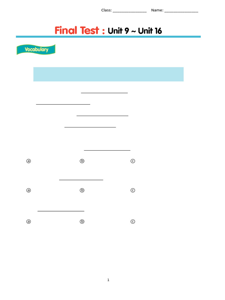 Bricks Story Reading 150 - L3 - Final Test | PDF