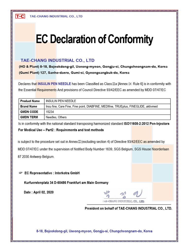 DOC-Tae Chang Industrial | PDF | Sterilization (Microbiology) | Medical ...