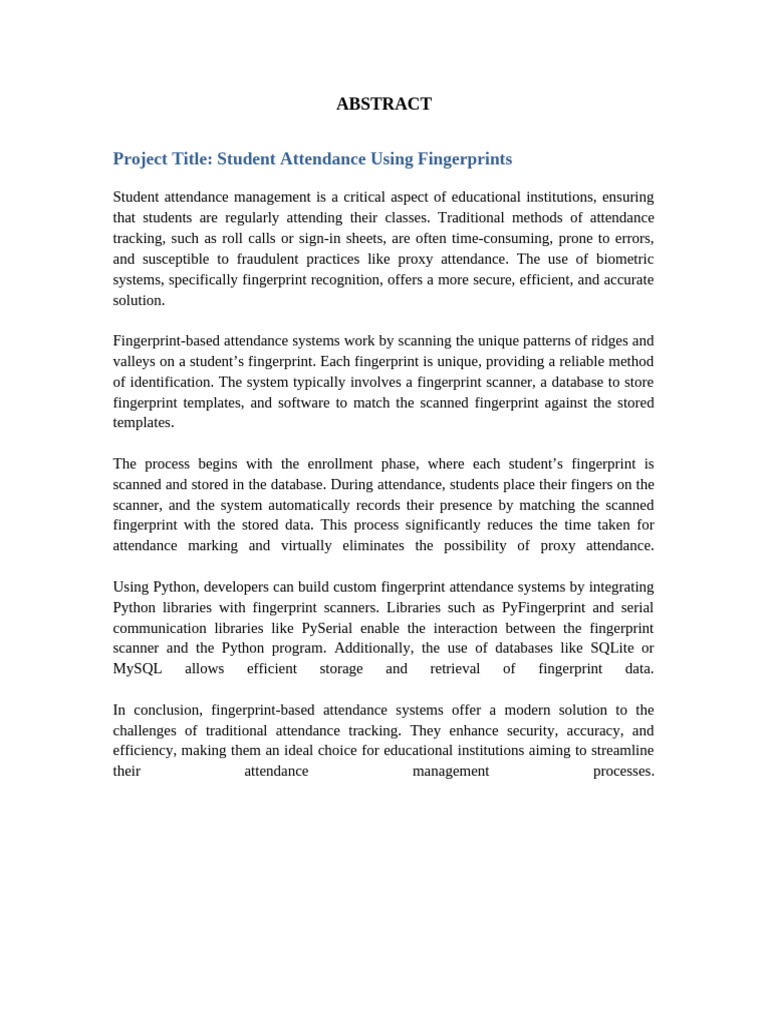 Batch7 Student Attendance Using Fingerprints | PDF