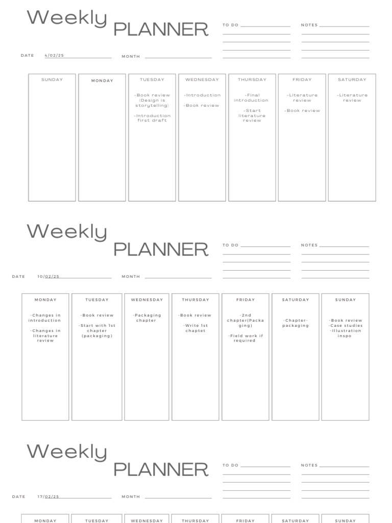 Weekly Planner for Book Reviews | PDF