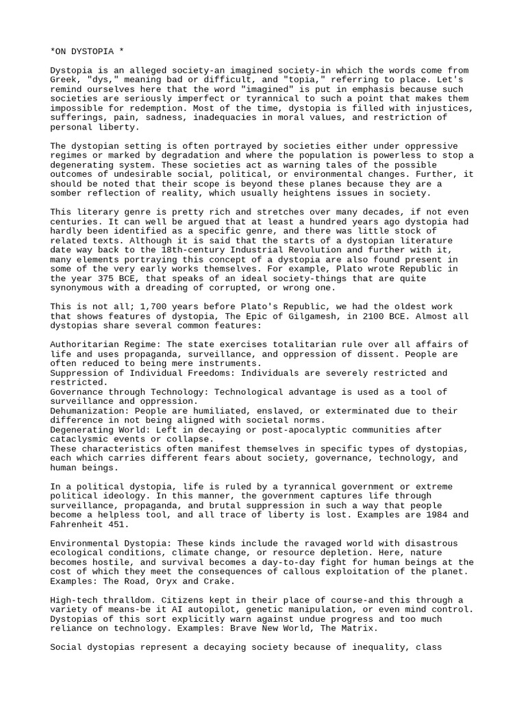 Understanding Dystopia: Key Concepts | PDF | Dystopia | Utopia