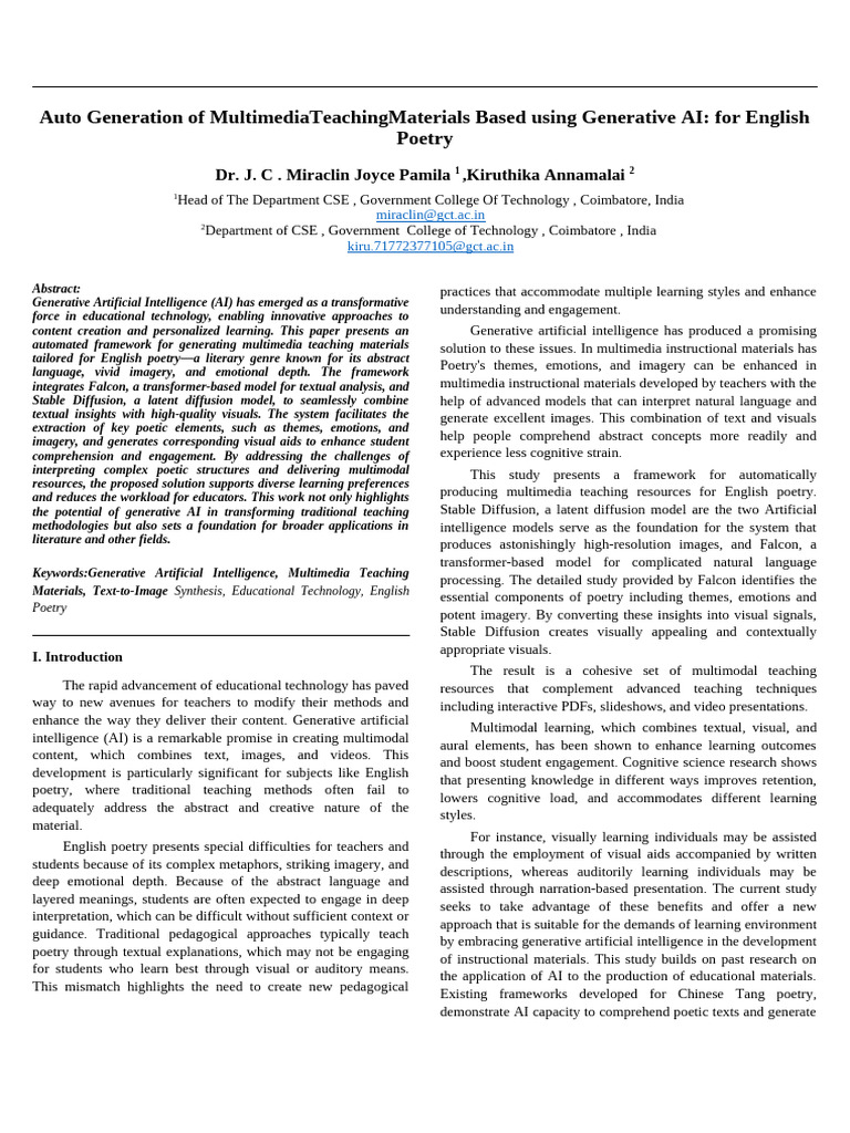 Auto Generation of MultimediaTeaching Materials Based Using Generative AI (2) (1) - 71772377105 ...