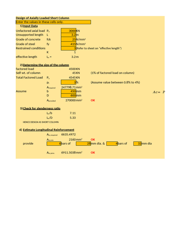 Design of Axially Loaded Short Column | PDF | Mechanical Engineering