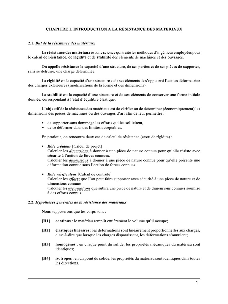 Cours RDM 1 Année | PDF