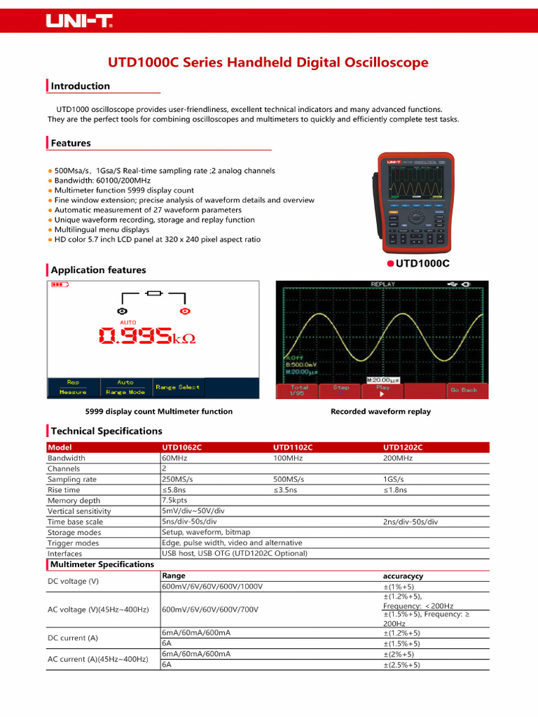 Osciloscopio Unit Utd1102c | PDF