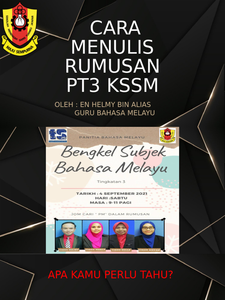 Panduan Menulis Rumusan PT3 KSSM | PDF
