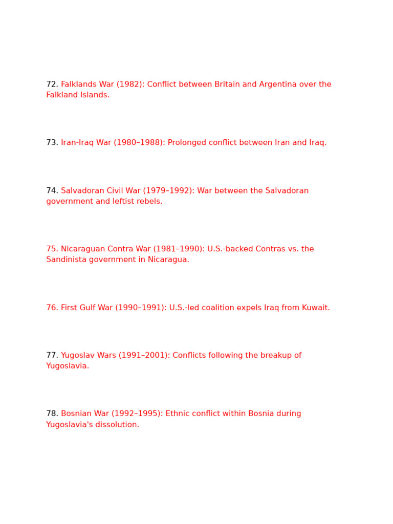 Major Global Conflicts (1980-2011) | PDF