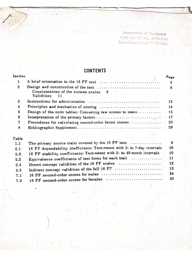 A Report On 16 PF Personality Test | PDF