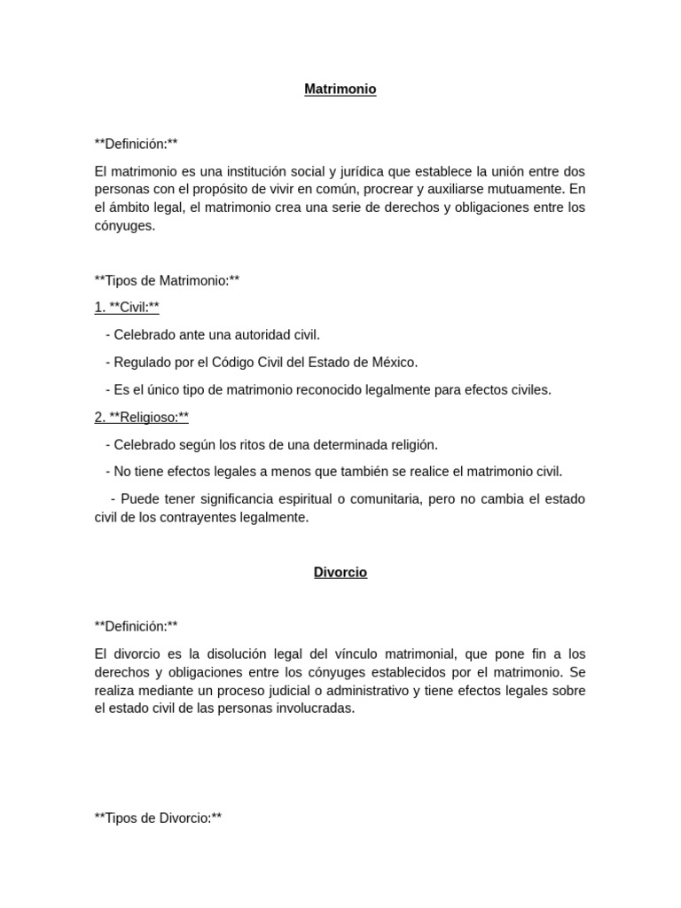 Matrimonio y Divorcio | PDF
