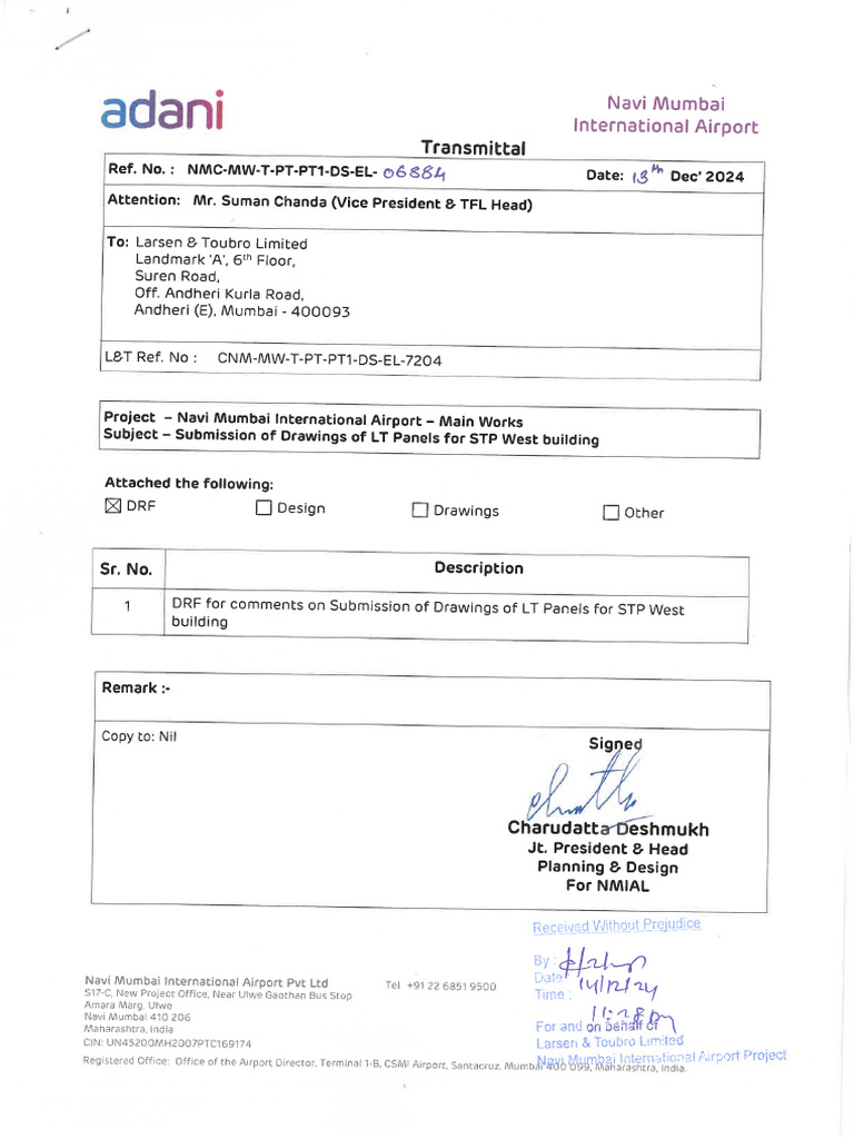 6884.NMC-MW-T-PT-PT1-DS-EL-6884-Submission of Drawings of LT Panels For ...