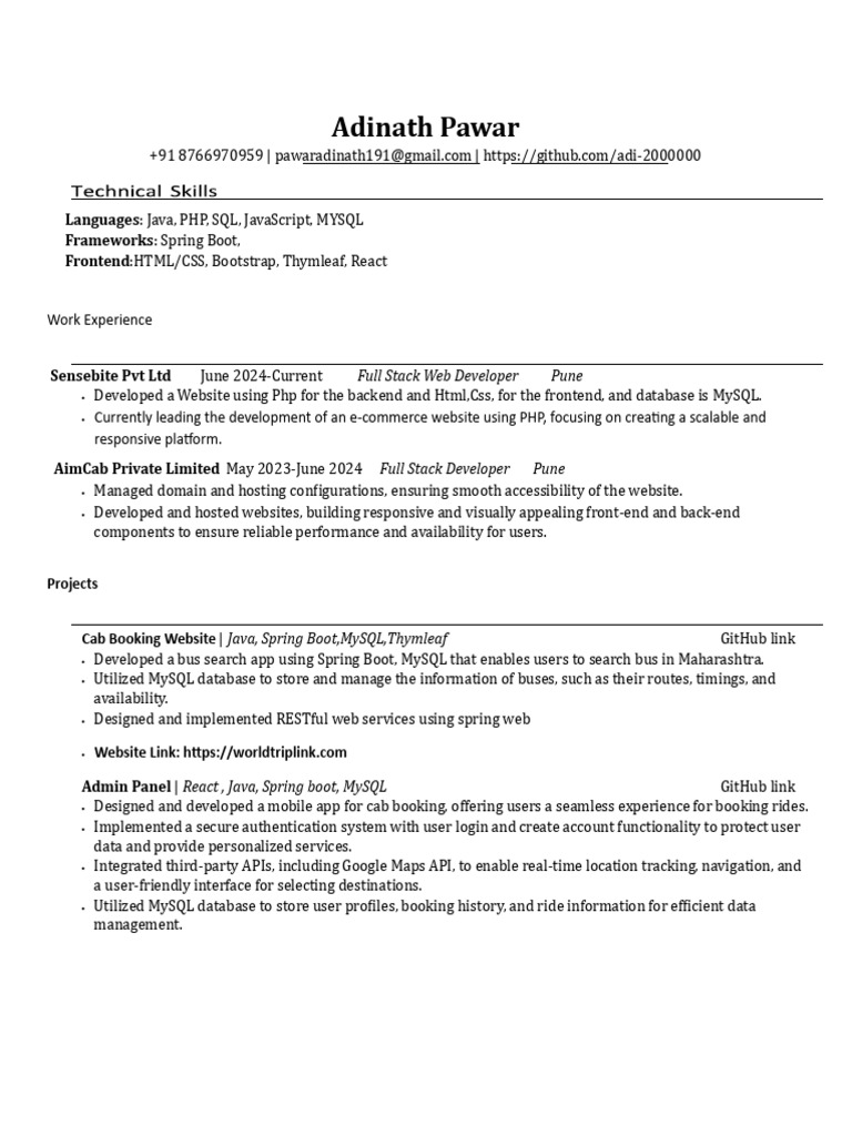 Pawar-Adinath Resume | PDF