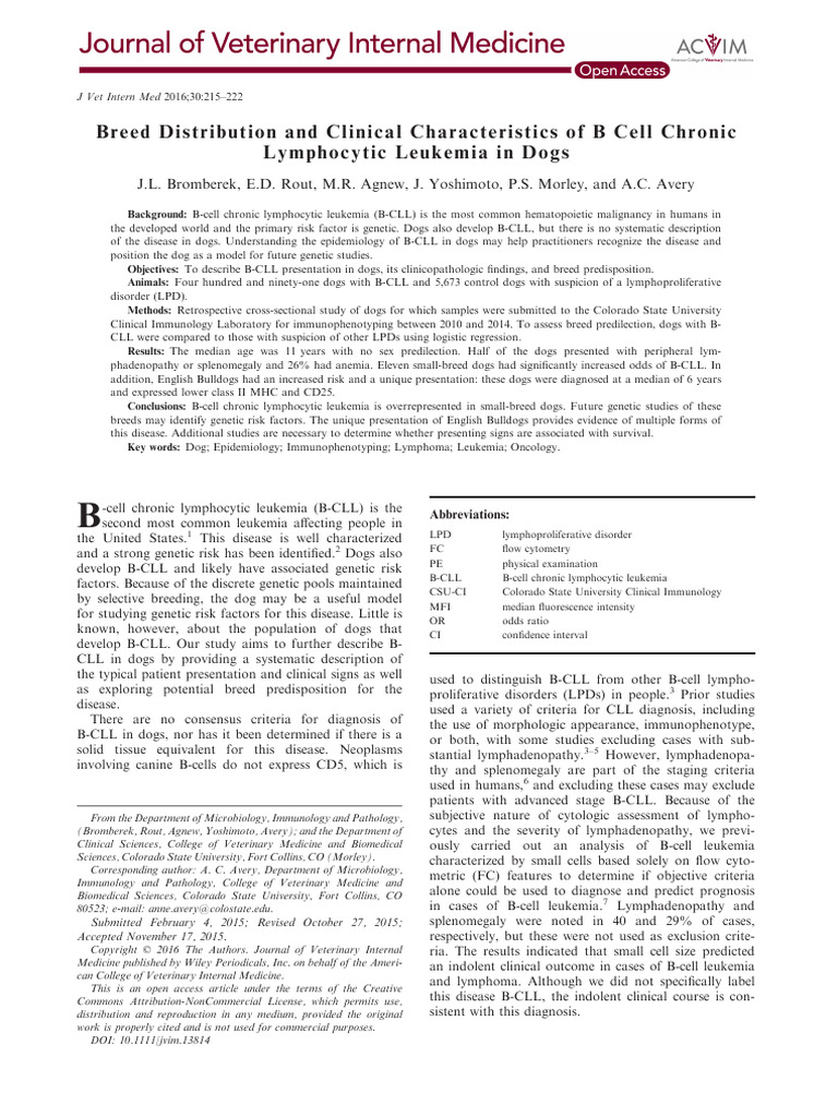 2016 - Bromberek - Breed Distribution and Clinical Characteristics of B ...