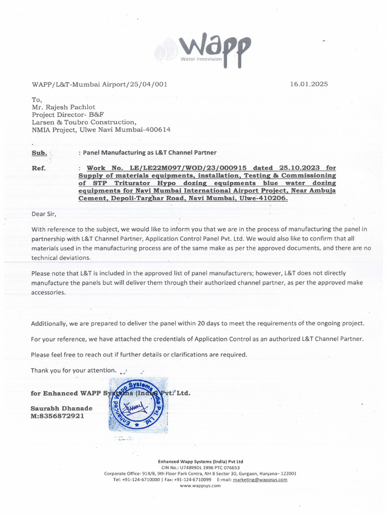 Letter-LNT Mumbai Airport | PDF