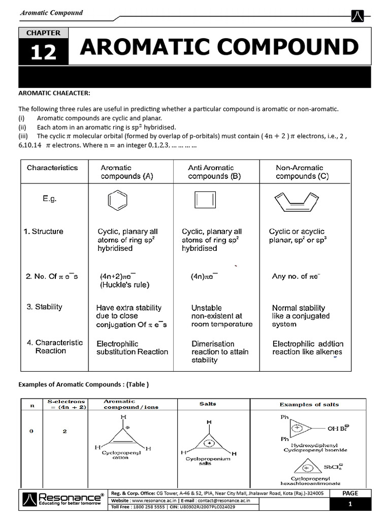 SYS - 12. CHE - Aromatic Compound | PDF | Aromaticity | Benzene