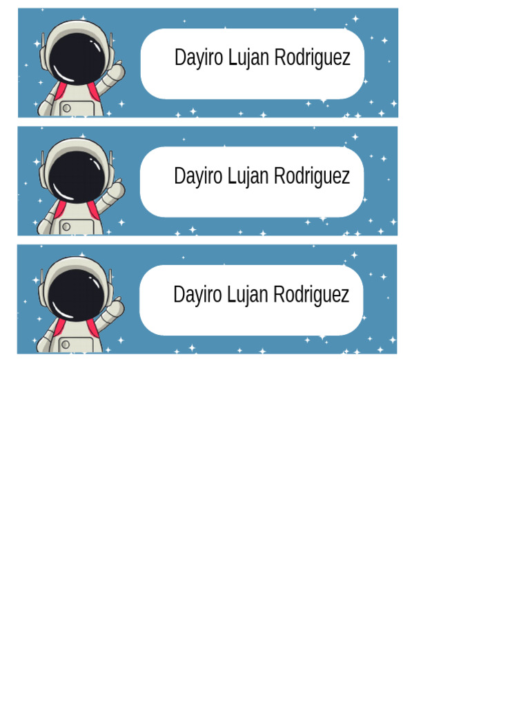 Space Themed Student Name Tags Document in Colorful Illustrative Style ...