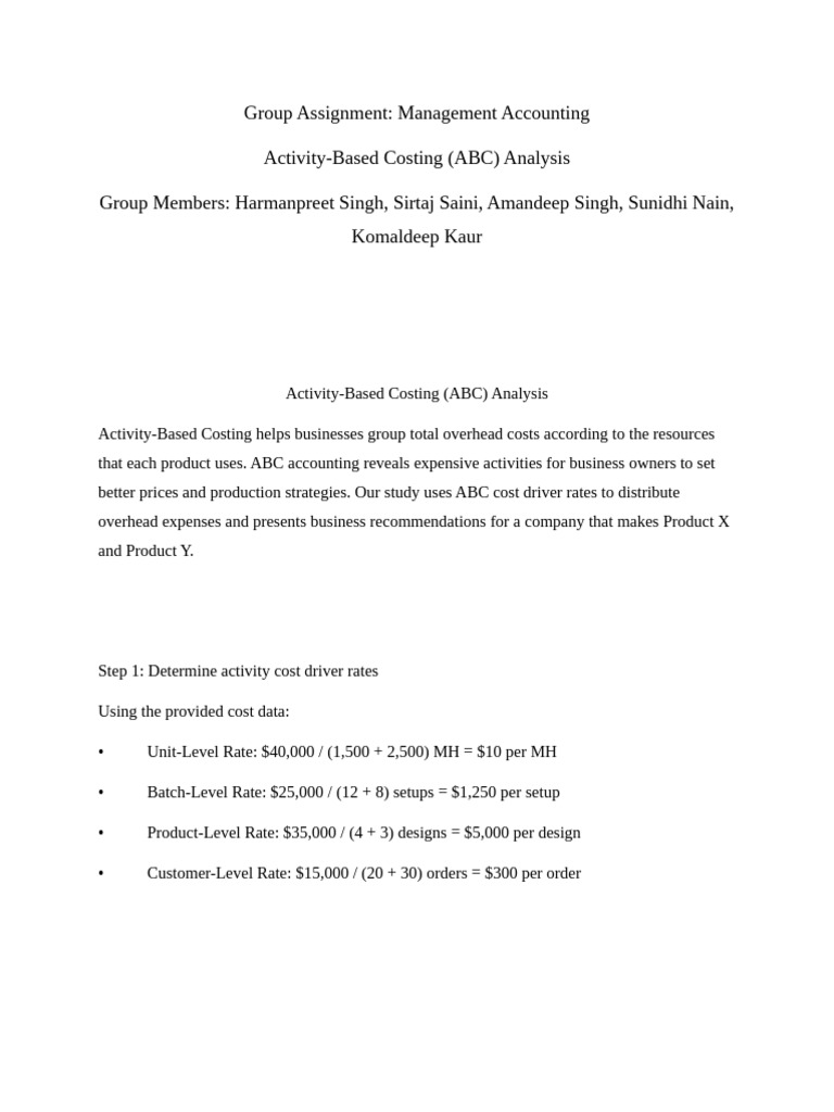 Group Assignment ABC Analysis | PDF | Expense | Pricing