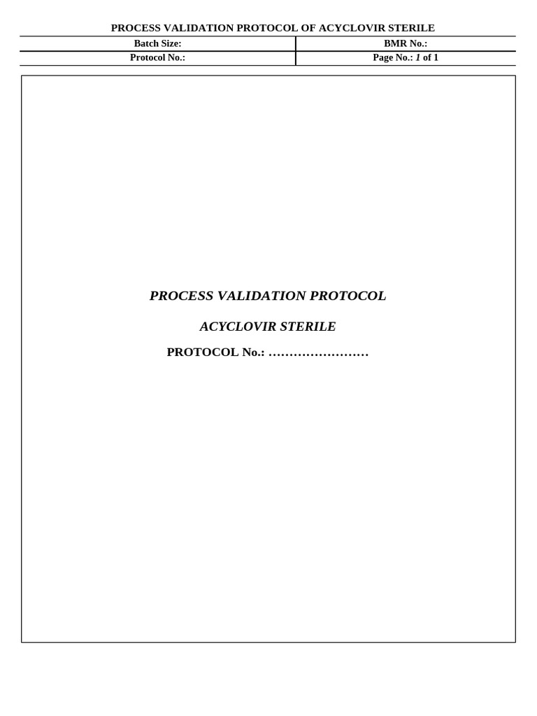 Process Validation Protocol For Acyclovir Sterile | PDF | High Performance Liquid Chromatography ...