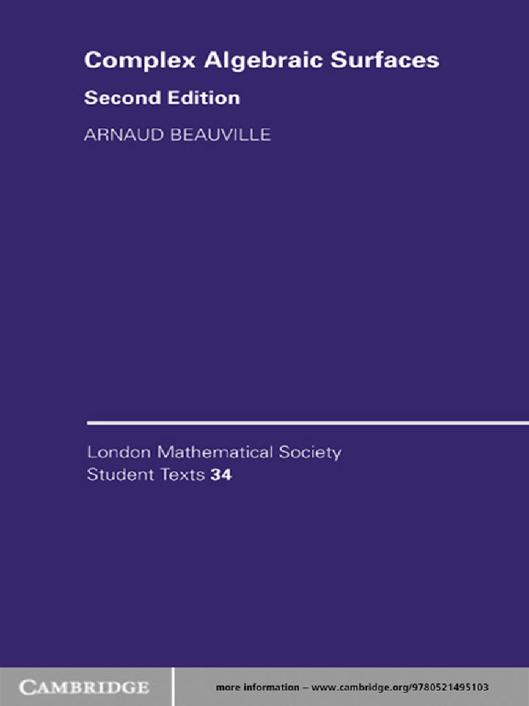 Beauville96-Complex Algebraic Surfaces 2nd | PDF | Mathematical Structures | Geometry