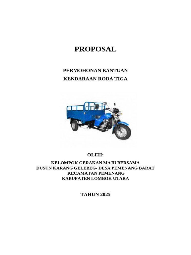 Proposal Roda Tiga Karang GELEBEG | PDF
