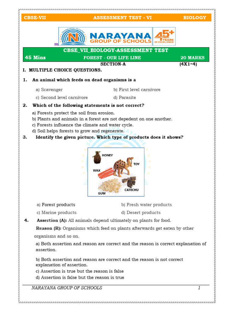 Cbse - VII Bio Forest - Our Life Line QP at 6 - 20250307 - 062128 | PDF ...