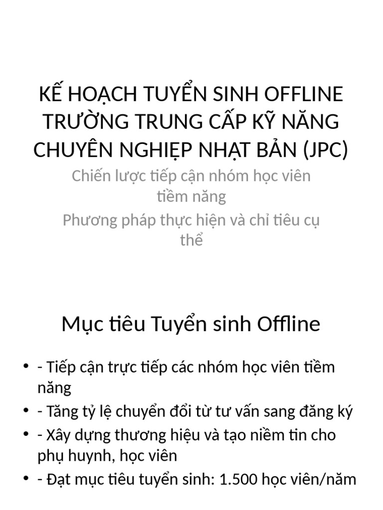KeHoachTuyenSinhOffline JPC | PDF