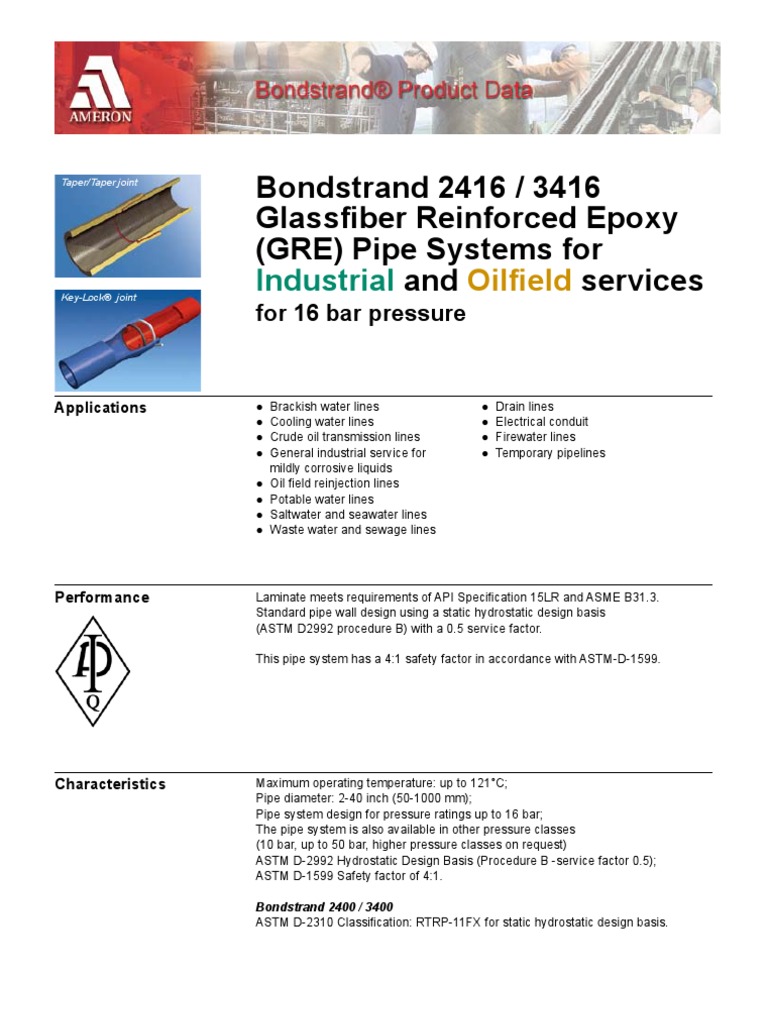 Bondstrand 2416 / 3416 Glassfiber Reinforced Epoxy (GRE) Pipe Systems ...