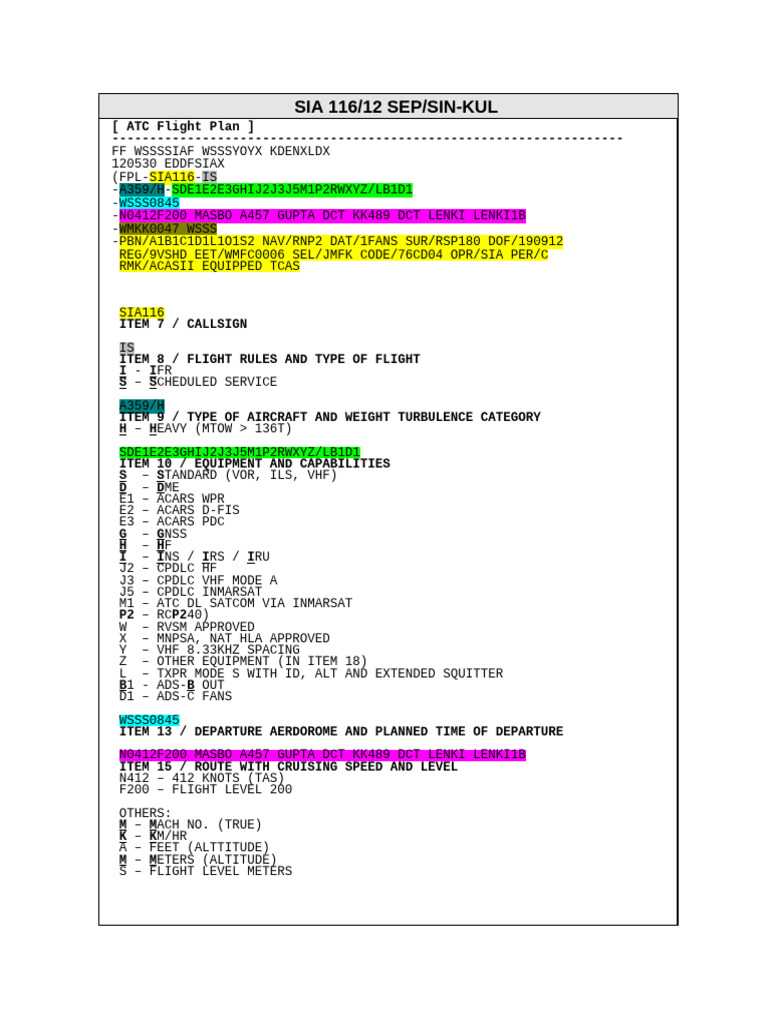 Interpreting A350 ATC Flight Plan | PDF | Aviation | Aviation Safety